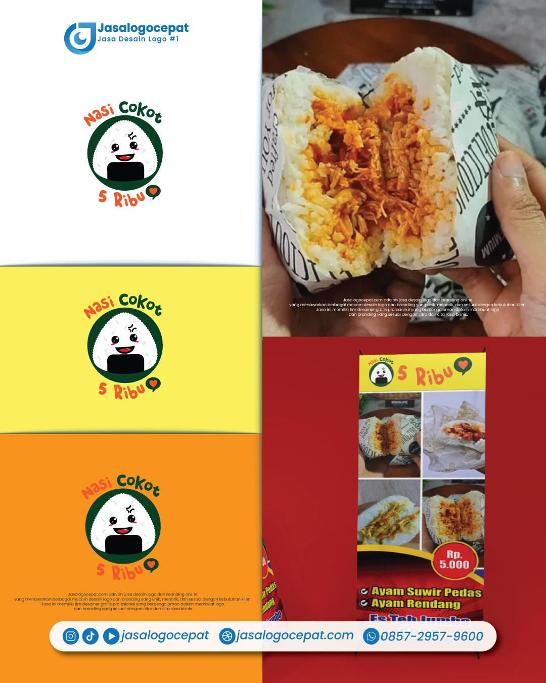2621# NC5K : Desain Gambar Stiker Logo Nasi Cokot - Jasalogocepat.com